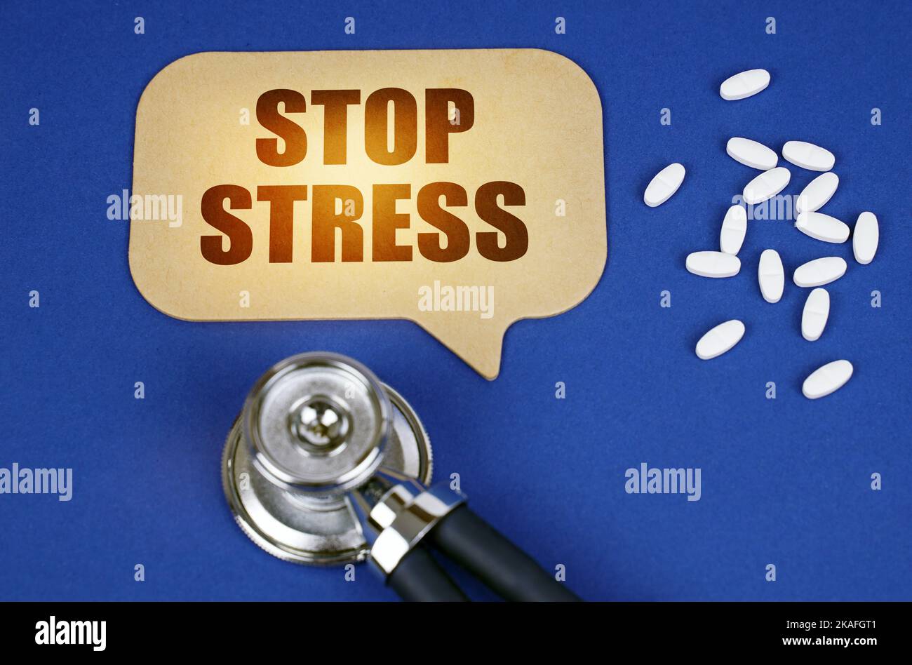 Medical concept. On the blue surface of the tablet, a stethoscope and a ...