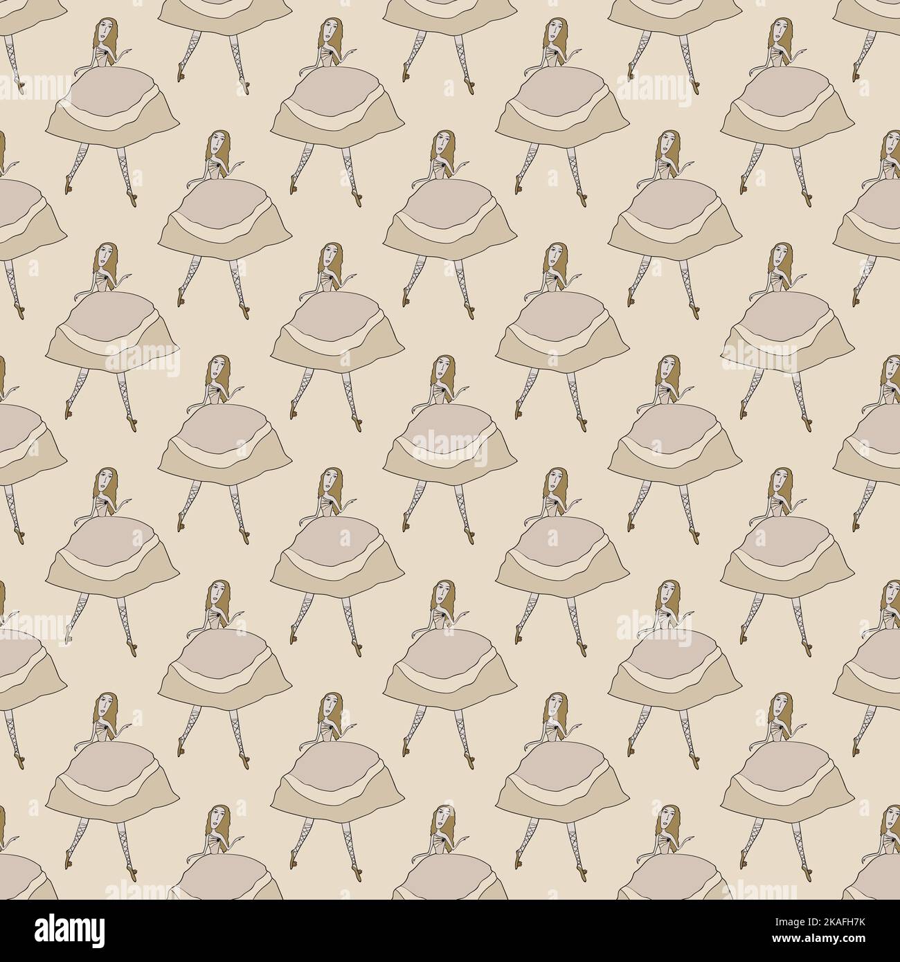 Seamless pattern with cute ballerinas. Decorative background with ...