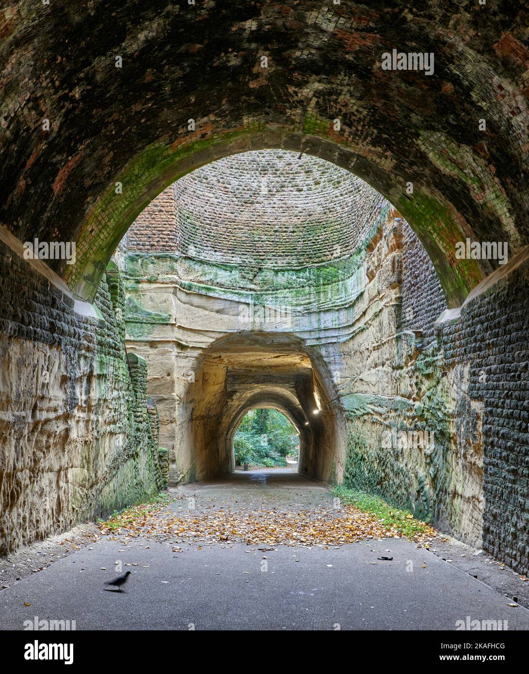 Lower Park Tunnel of unlined rock and open midway shaft seen from brick ...