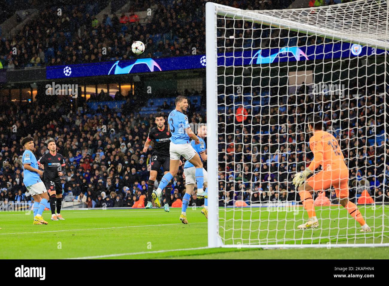 Rafa Mir #12 of Sevilla scores to make it 0-1 during the UEFA Champions ...