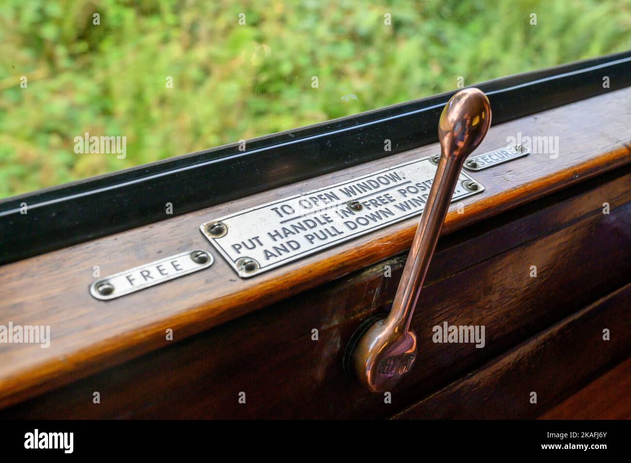 A vintage hand lever for operating the opening and closing of a ...