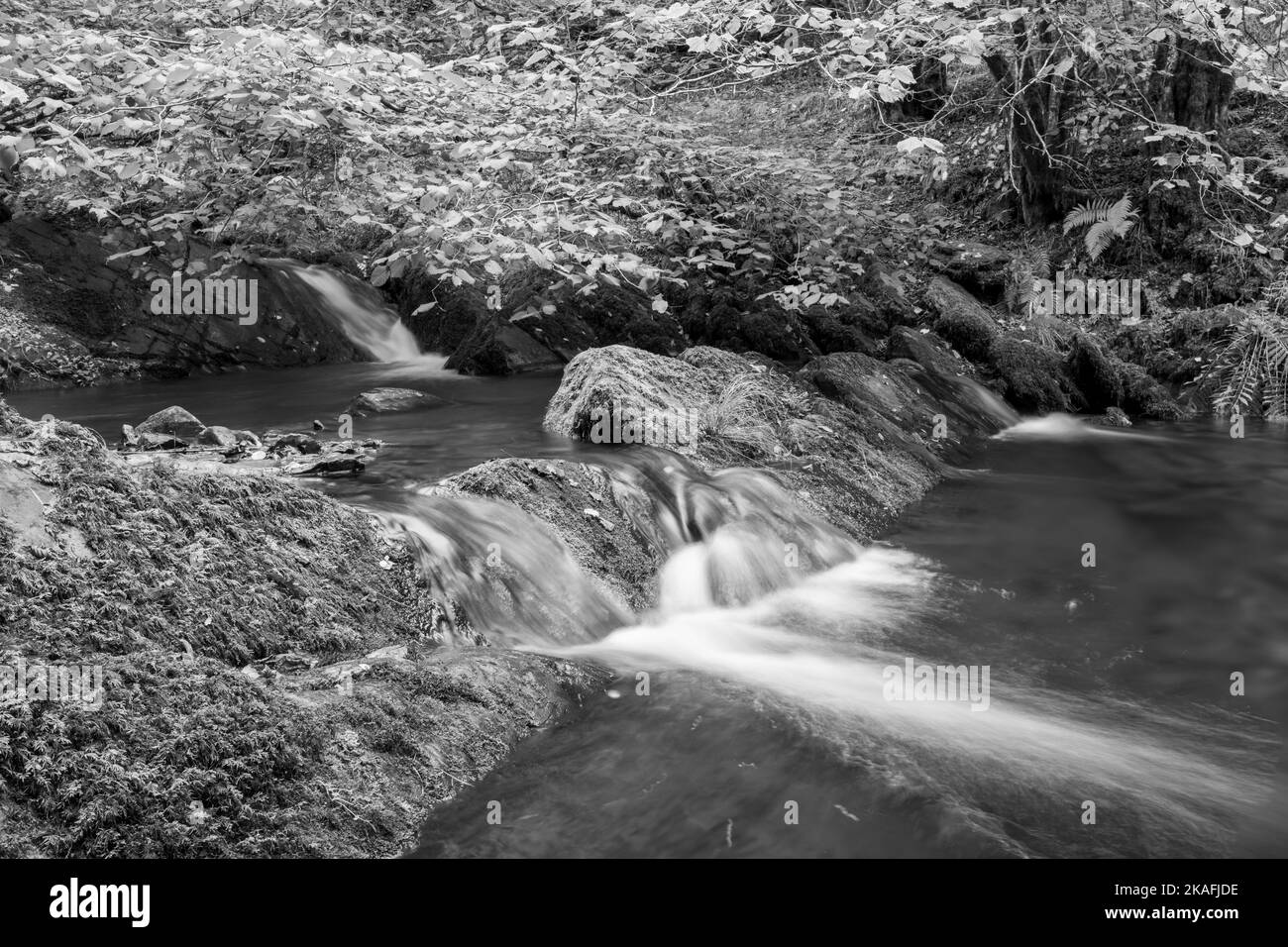 Long exposure of a waterfall on the Horner Water river flowing through ...