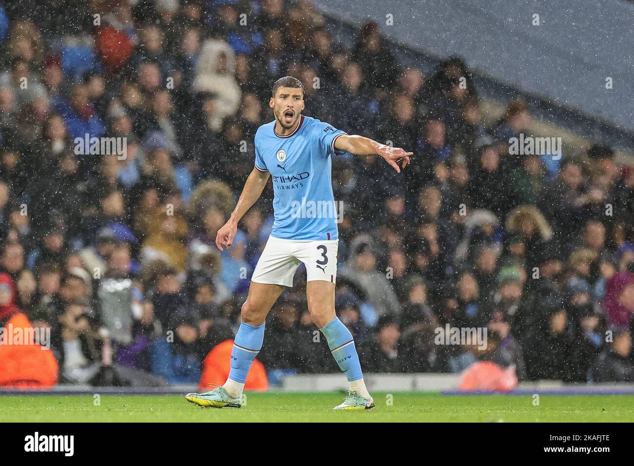 Rúben Dias #3 of Manchester City shouts at his teammates during the ...
