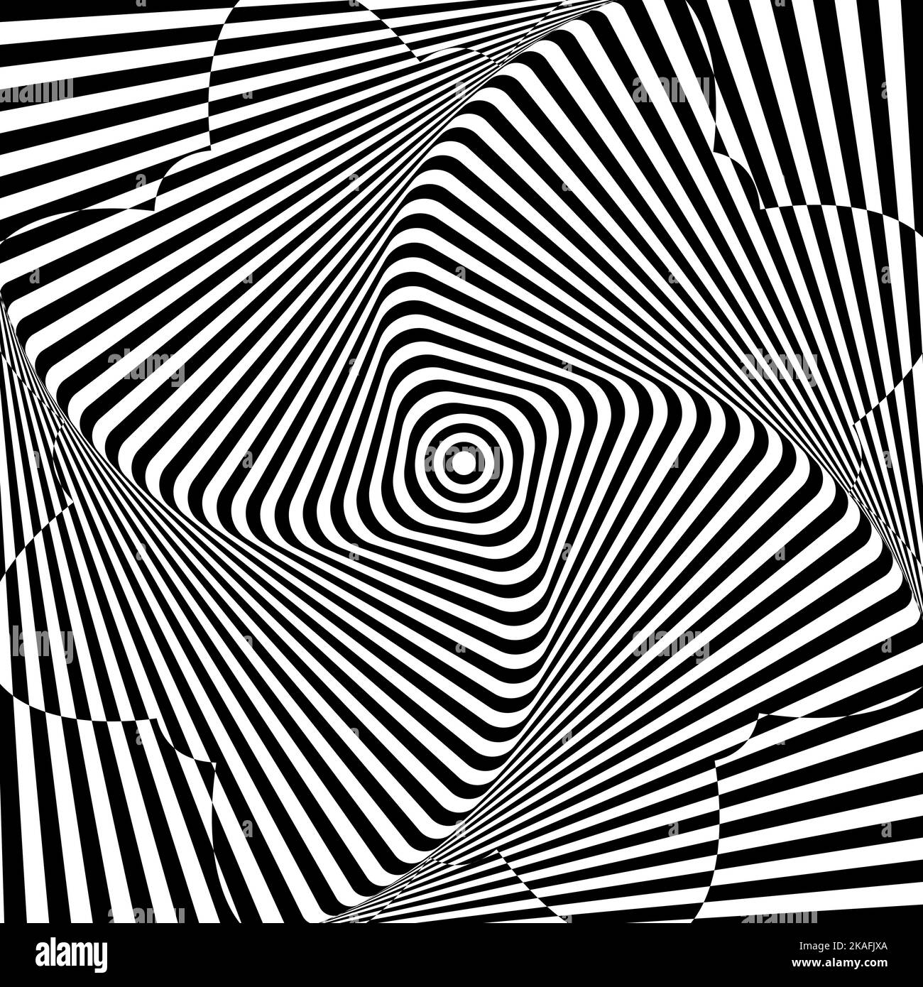Abstract twisted black and white background. Optical illusion of ...