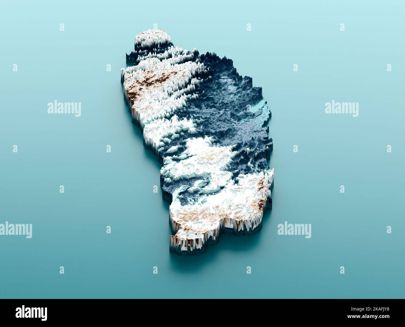 Topographic Dominica Map Hypsometric Elevation tint Spectral Shaded ...