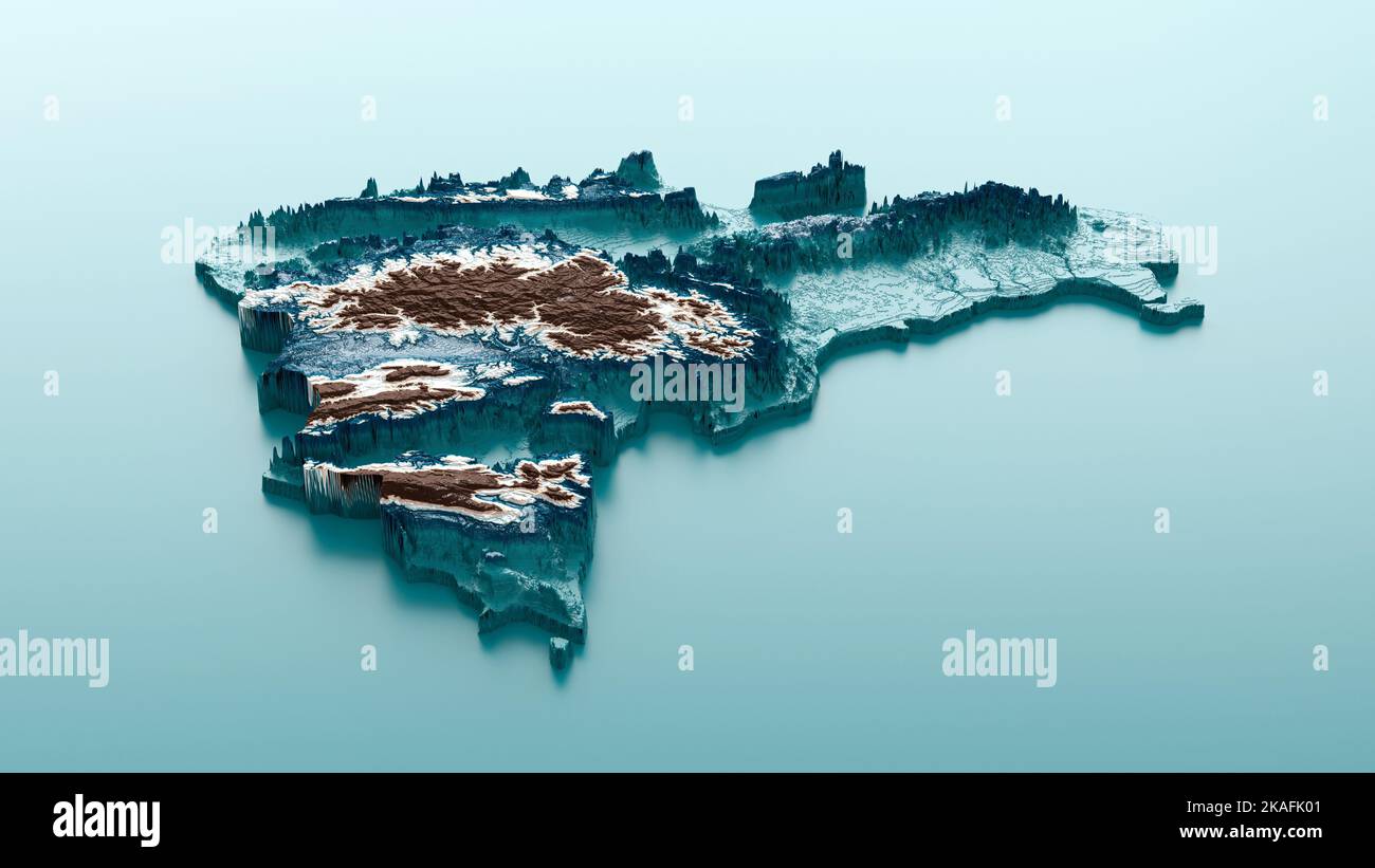 Topographic Dominican Republic Map Hypsometric Elevation tint Spectral ...