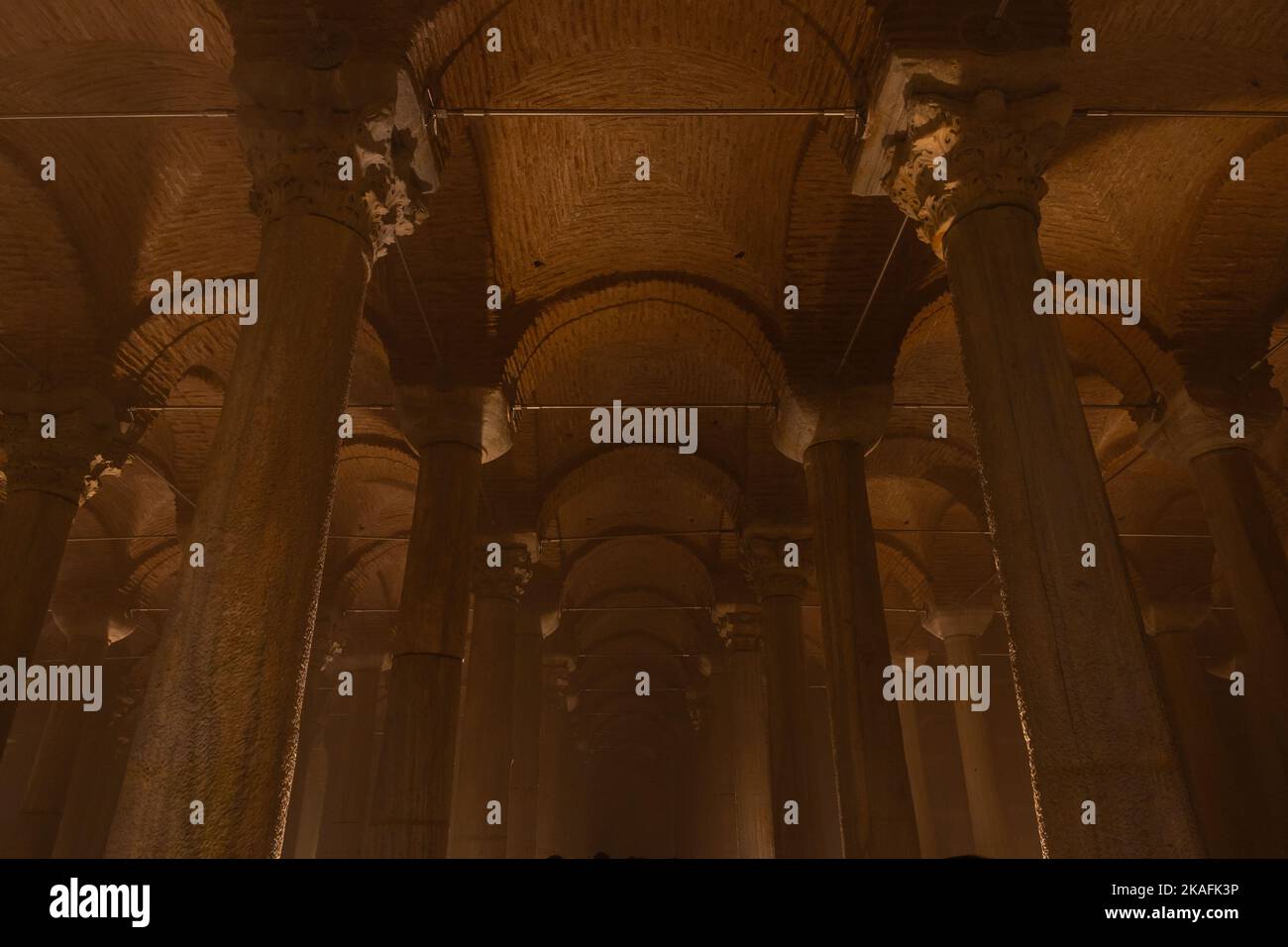 Ceiling of a cistern. Byzantine architecture background photo. Basilica ...