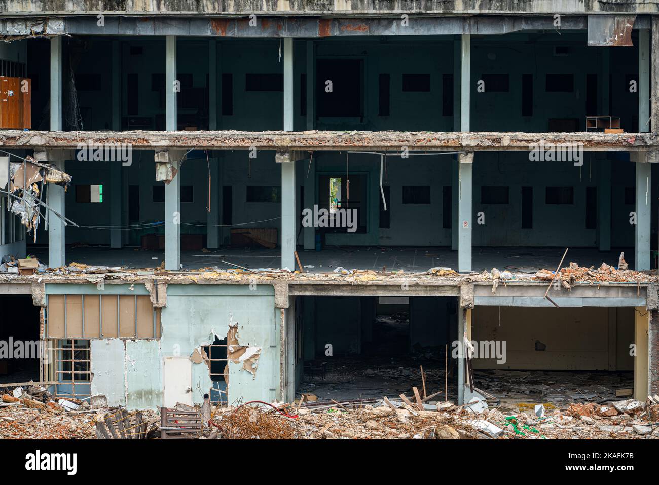 An abandoned building on the construction site. Horizontal Shot Stock ...