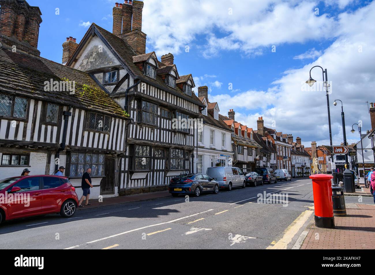 View along East Grinstead High Street with its long row of medieval ...