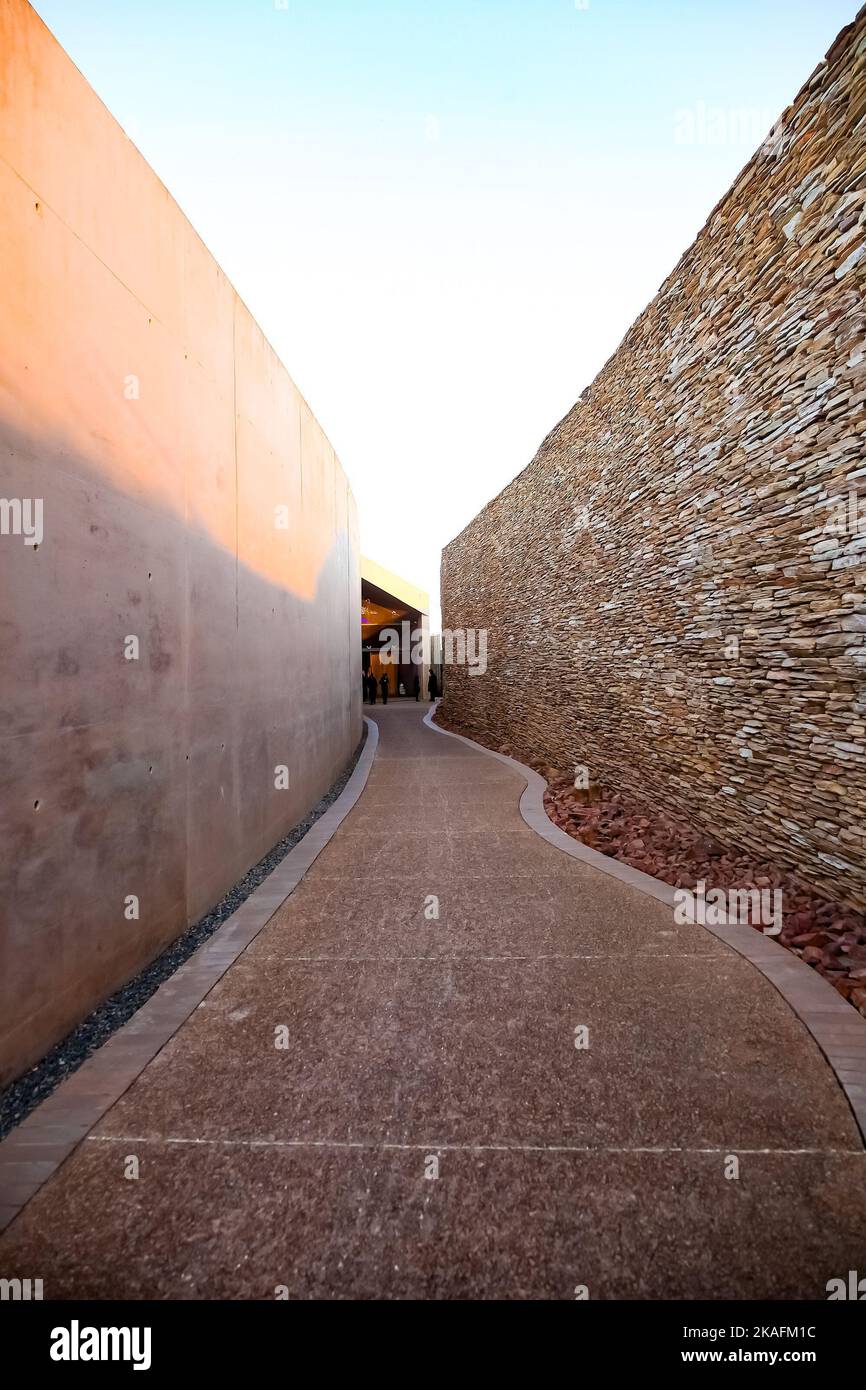 A vertical shot of a narrow path between walls in Johannesburg, South ...