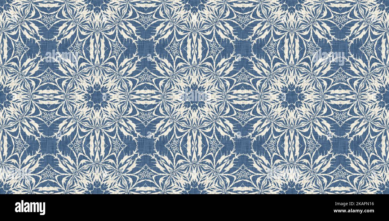 Farmhouse blue snow flake border background. Frosty damask french ...