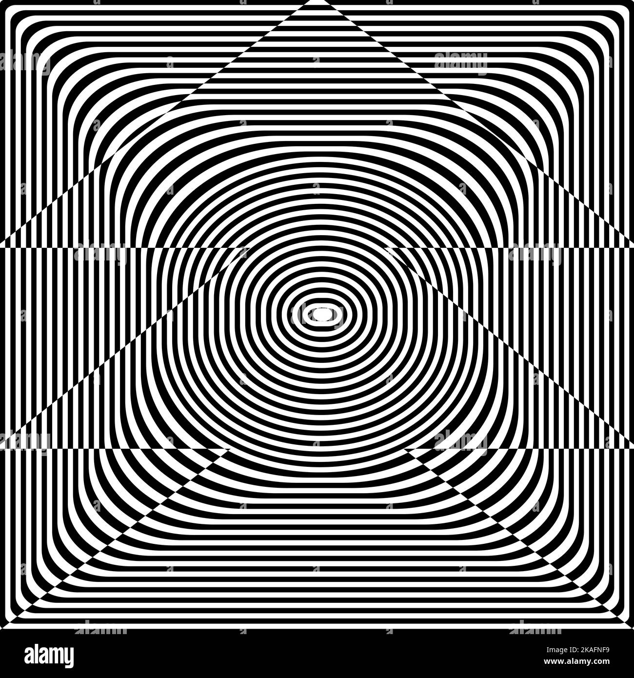 Abstract twisted black and white background. Optical illusion of distorted surface. Twisted ...