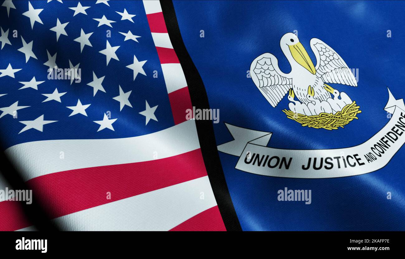 Louisiana waving closeup flag hi-res stock photography and images - Alamy