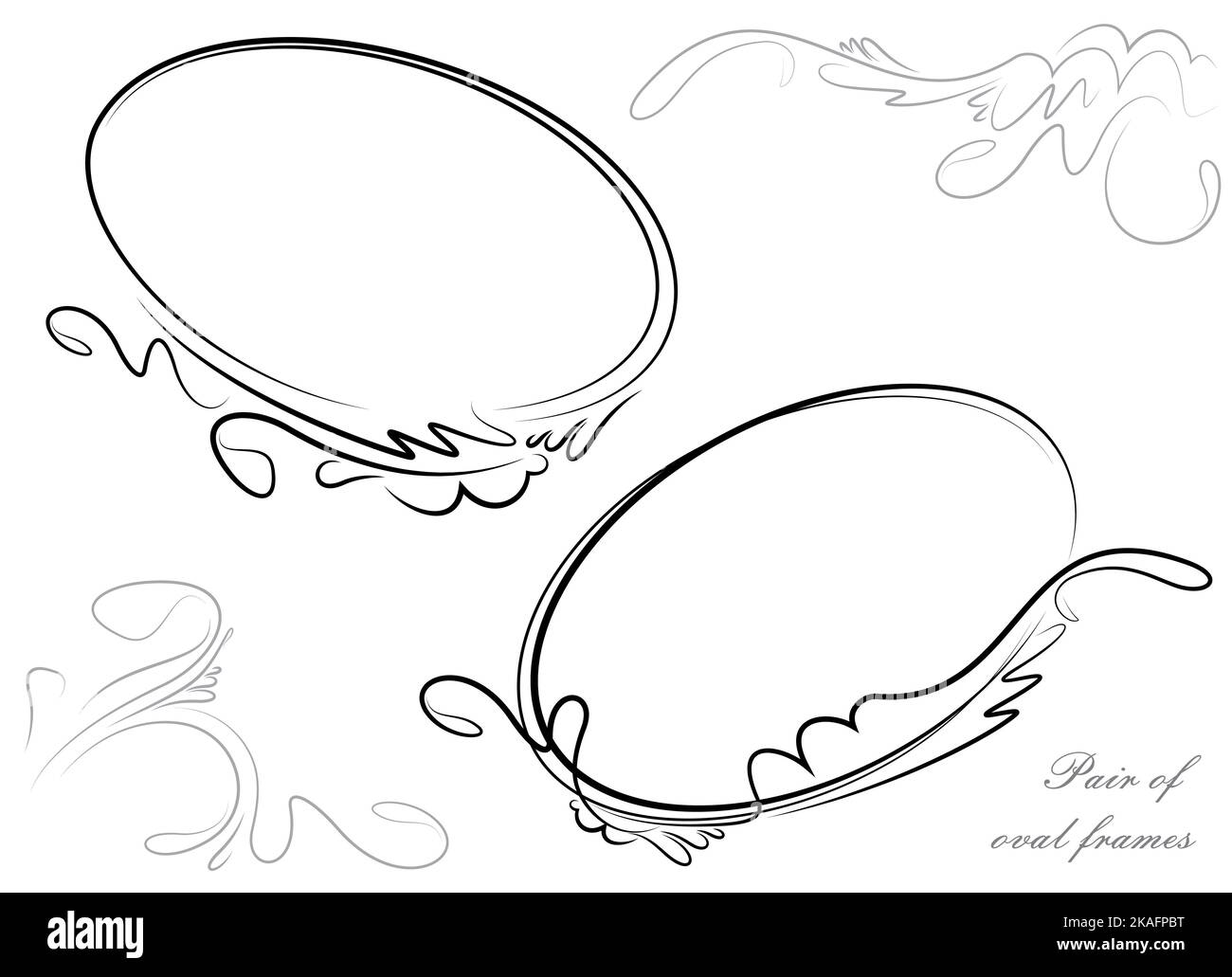 Beautiful collection of oval frames. Vector Stock Photo - Alamy
