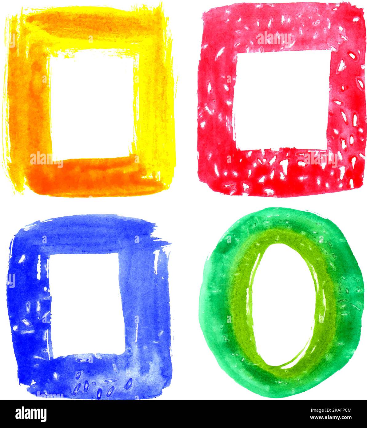 Collection of watercolor bright design elements. Frames and borders ...