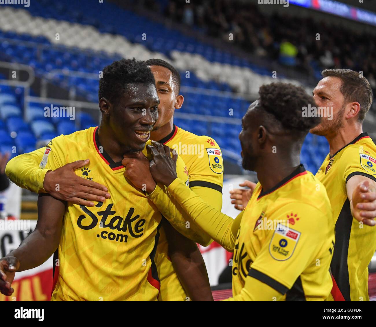 Isma la Sarr #23 of Watford celebrates his goal to make it 1-2 during ...