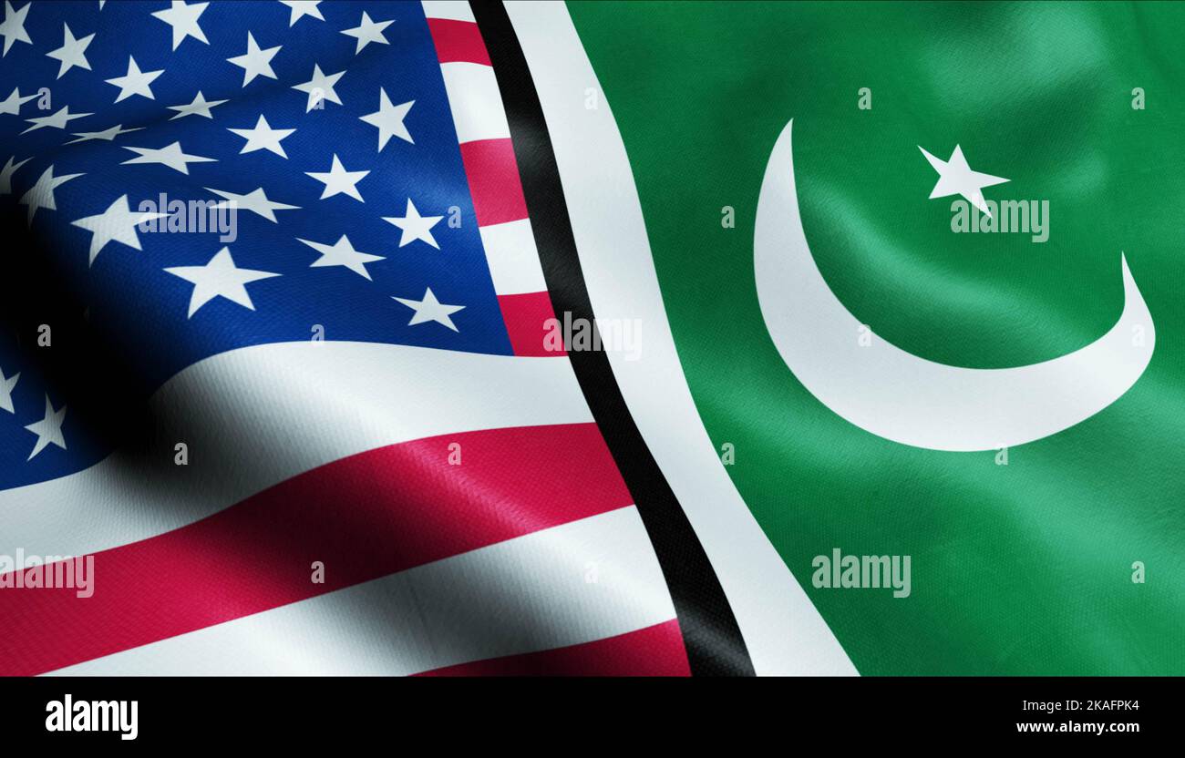 3D Waving Pakistan and USA Merged Flag Closeup View Stock Photo - Alamy