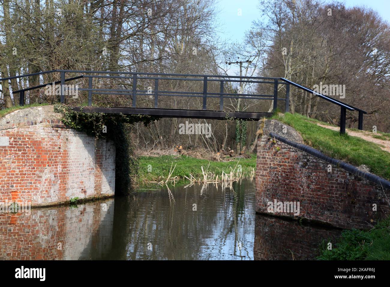 Footbridge at walsham lock river wey navigation surrey england Stock ...