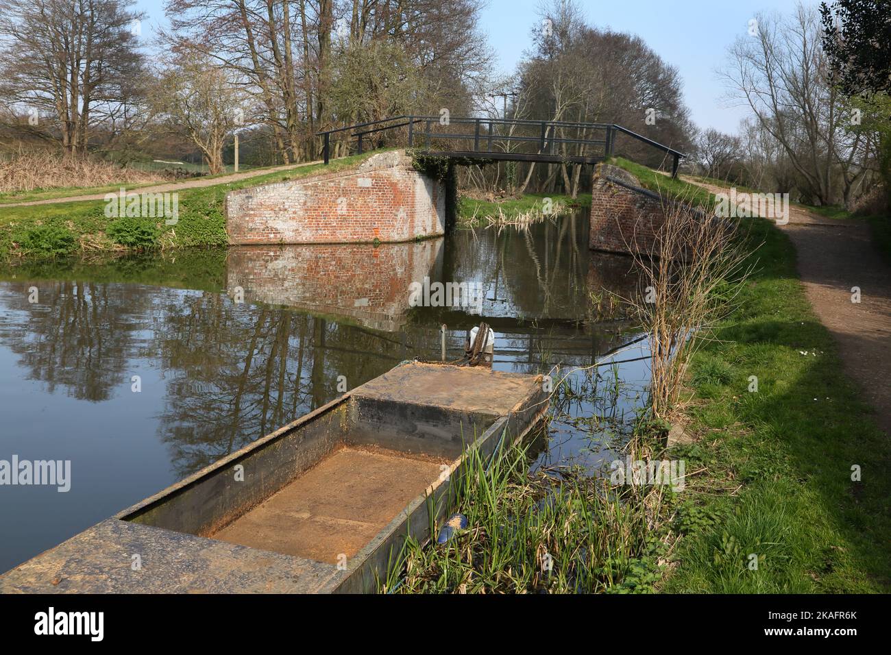 Footbridge at walsham lock river wey navigation surrey england Stock ...