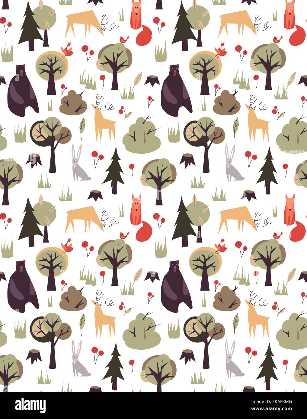 Vector pattern with animals and trees Stock Vector Image & Art - Alamy
