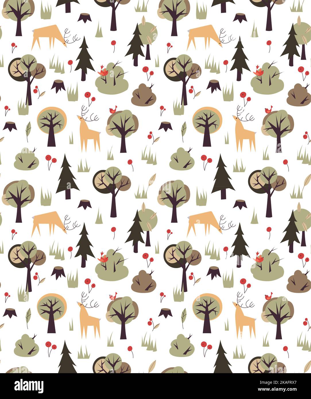 Vector pattern with animals and trees Stock Vector Image & Art - Alamy