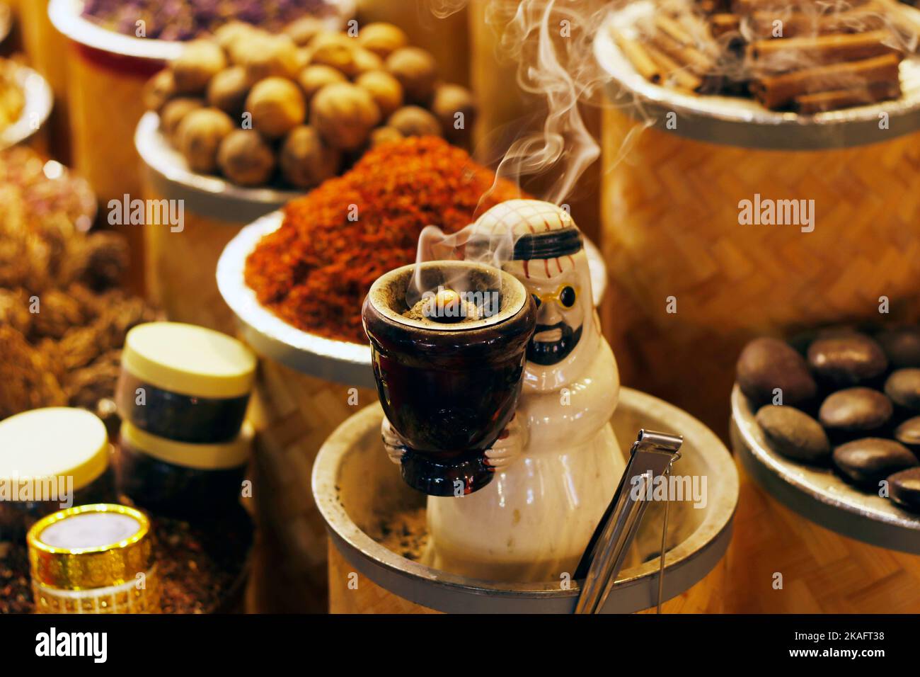 UAE spices and fragrance street market with aromatic smoker Stock Photo ...
