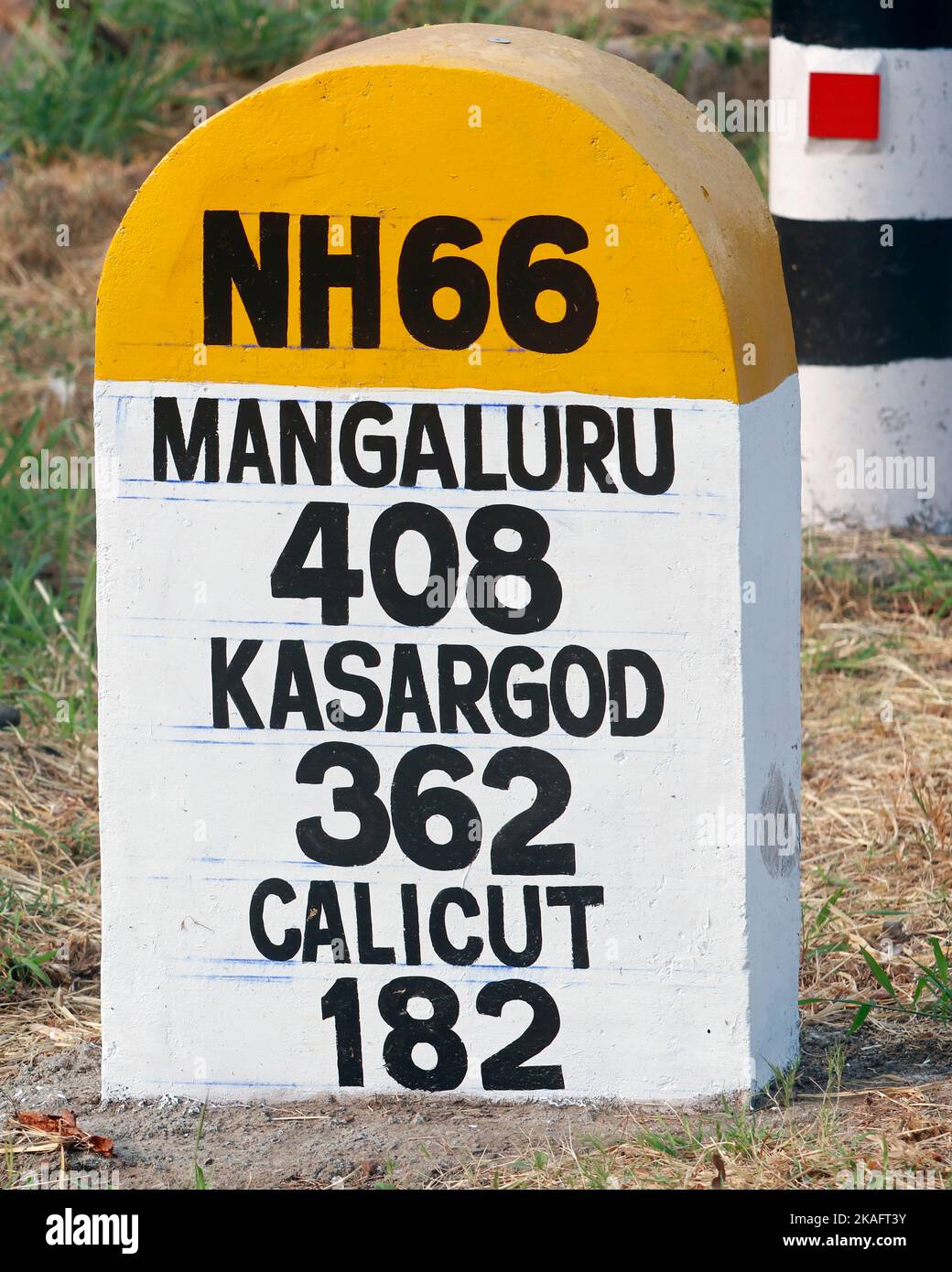 Milestone signage for National Highway 66 in India Stock Photo - Alamy
