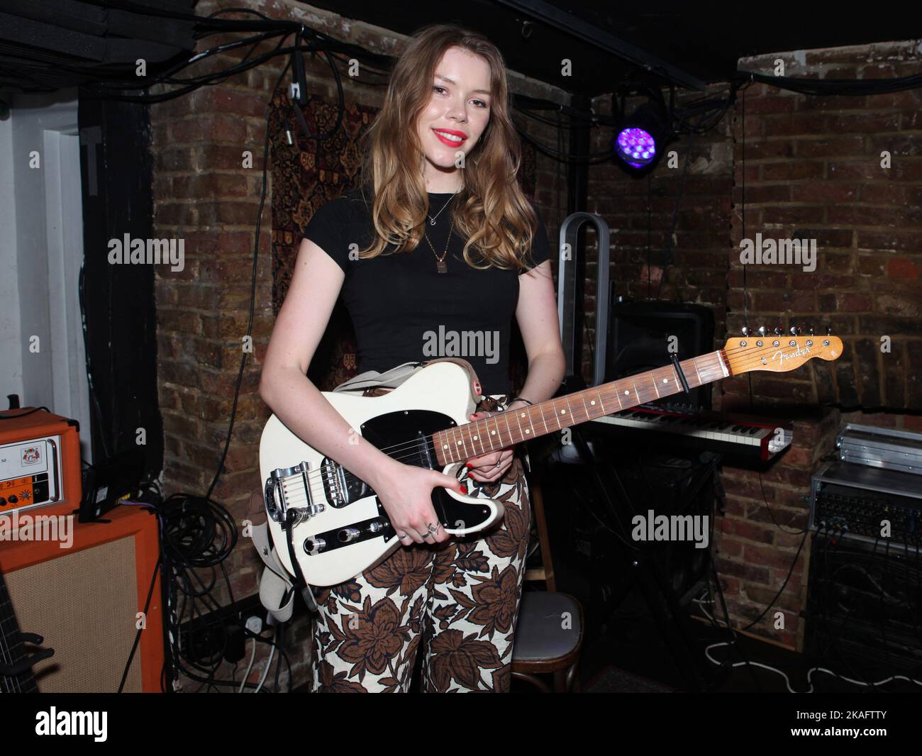 London, UK. Musician and artist Rachel Croft after performing her set ...