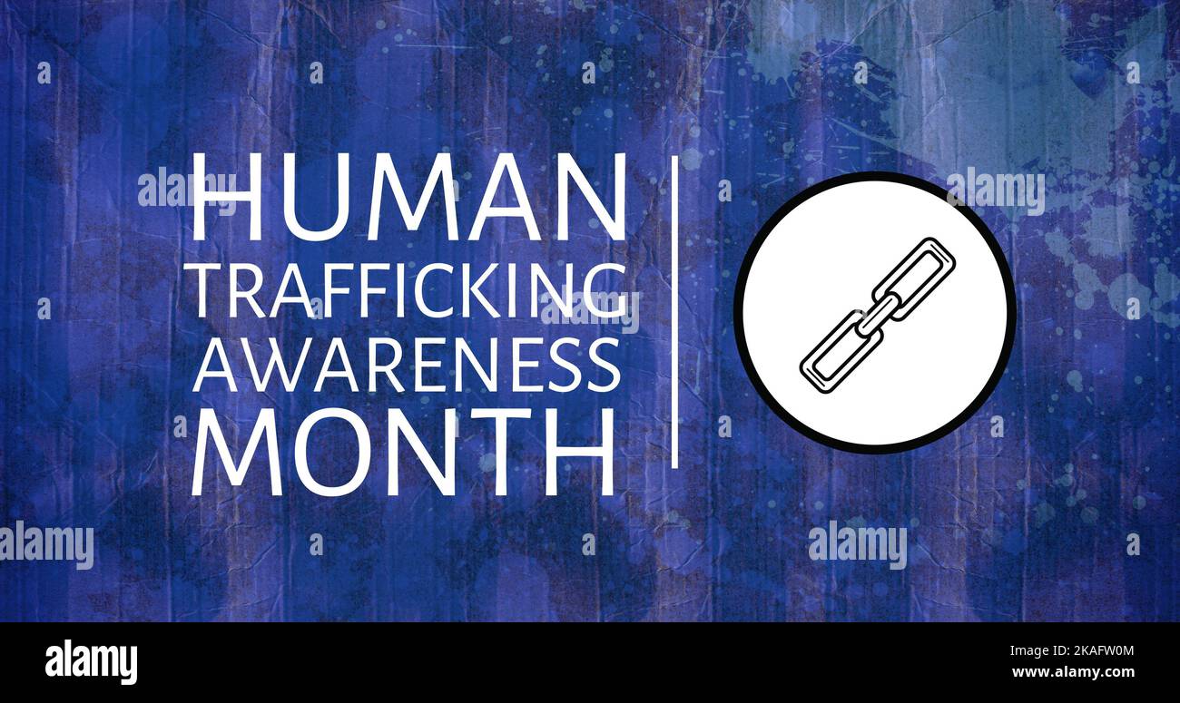 Illustration of human trafficking awareness month text with chain in ...