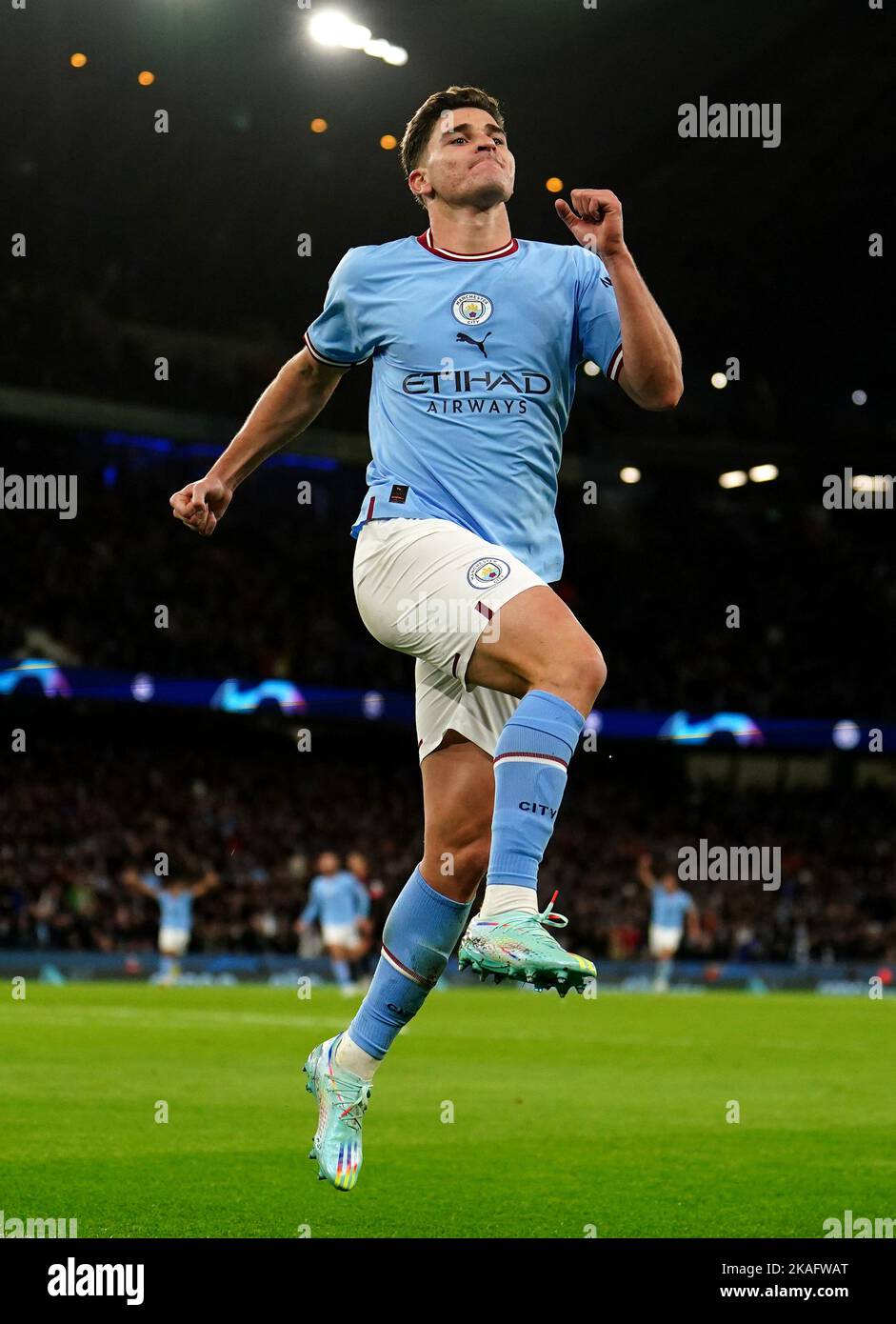 Manchester City's Julian Alvarez celebrates scoring their side's second ...