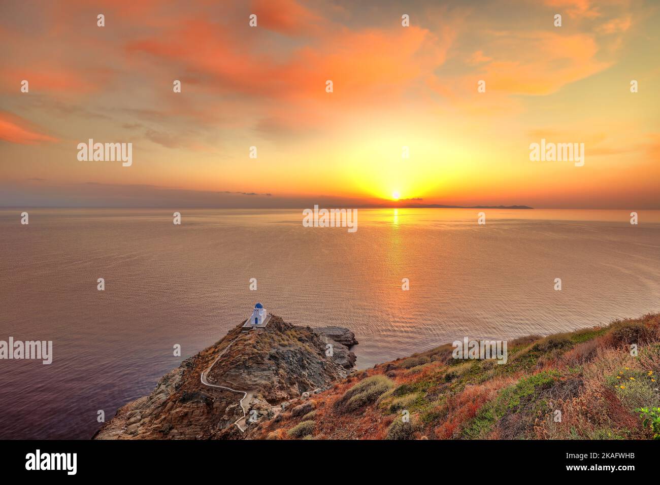 The Church of Seven Martyrs in the traditional village Kastro of Sifnos ...