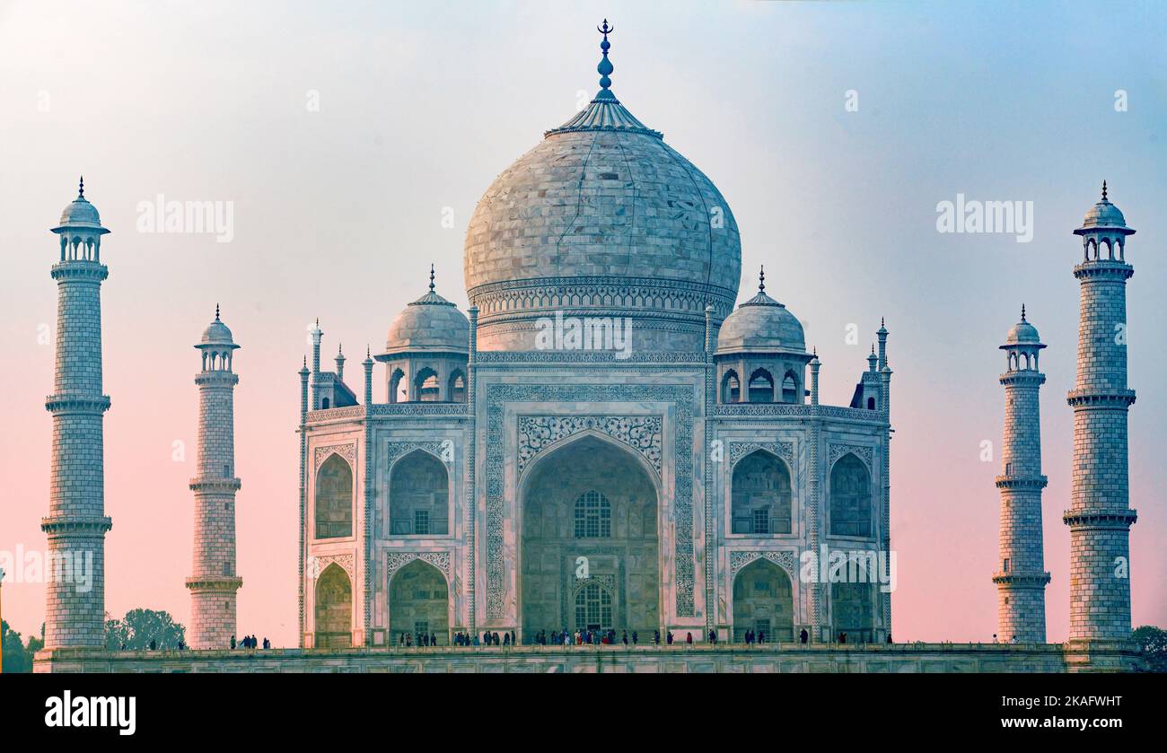 Taj Mahal - architectural landmark of India. Morning at Agra. 9000 px ...