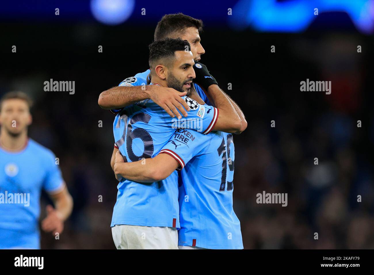 Riyad Mahrez #26 of Manchester City celebrates scoring to make it 3-1 ...