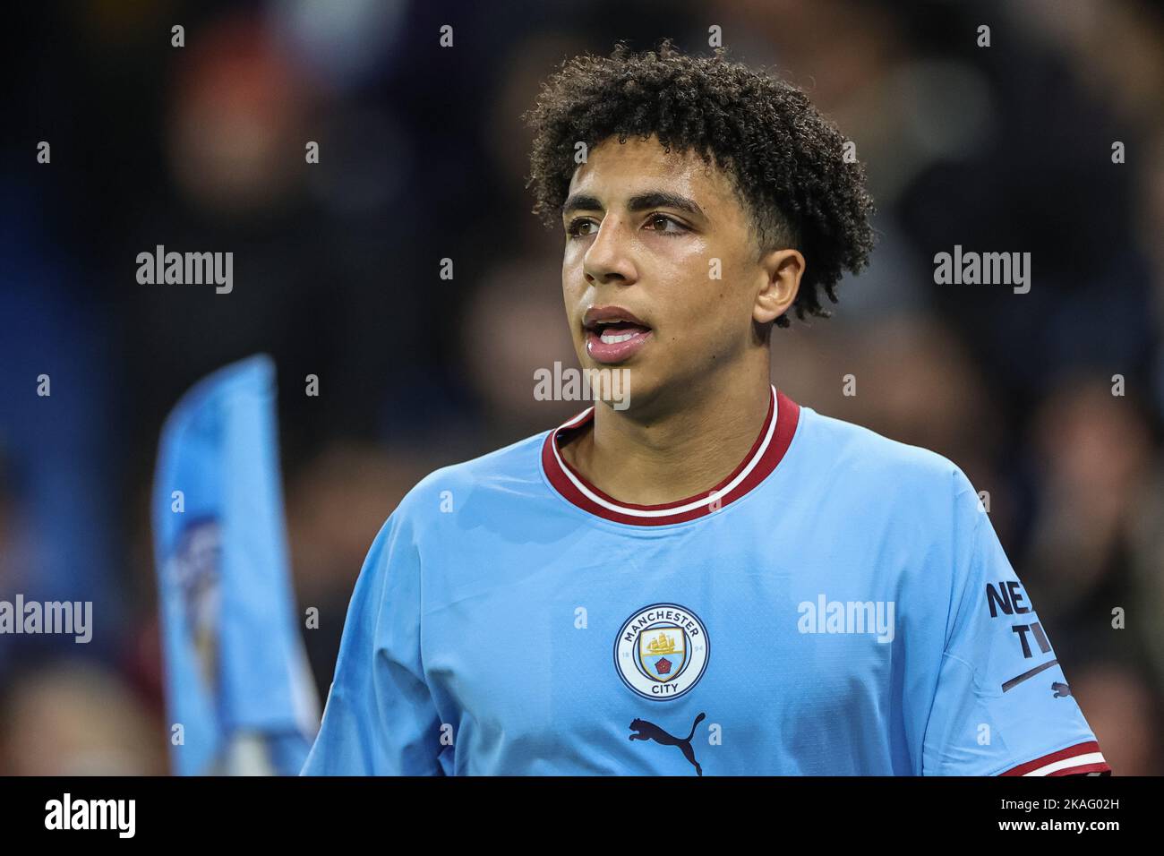 Rico Lewis #82 of Manchester City during the UEFA Champions League ...