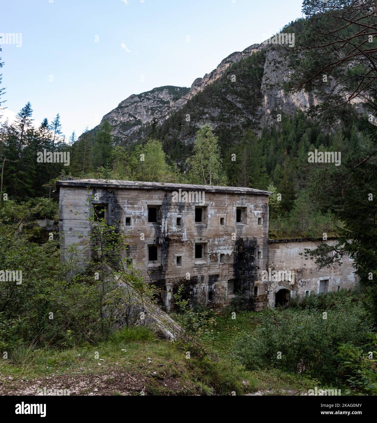 Iconic fortress Landro in the Dolomite Alps in South Tirol, an ...