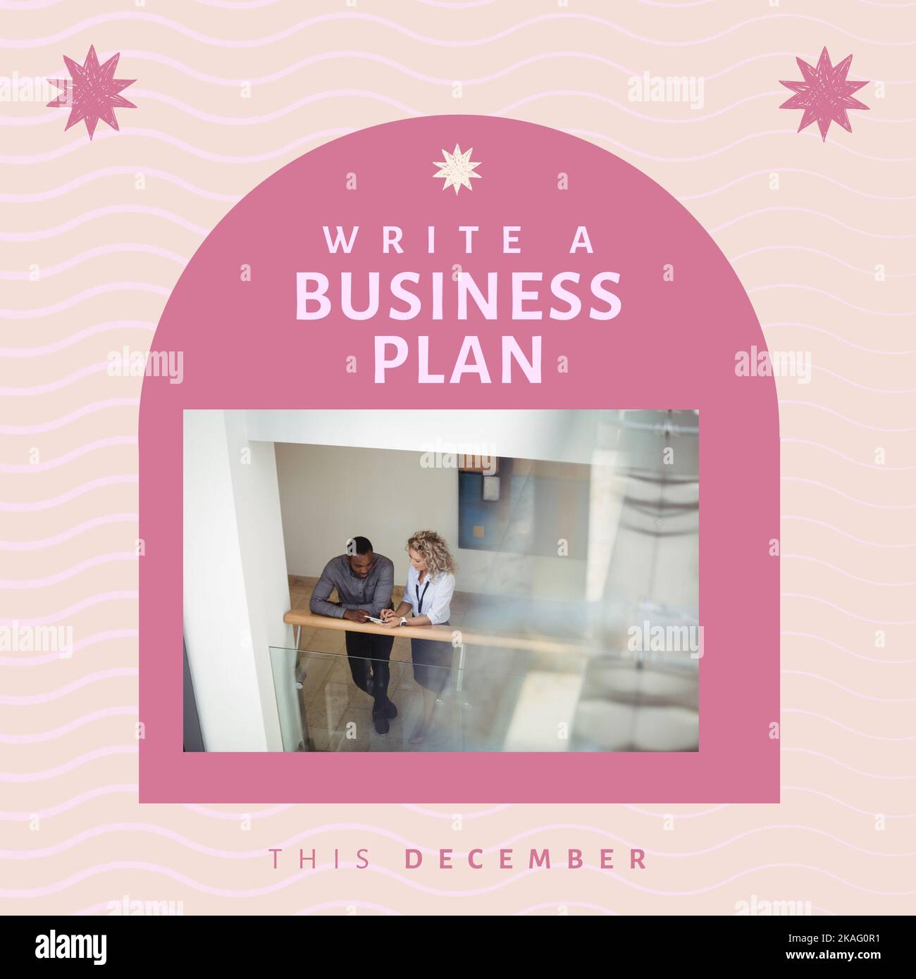 Square image of write a business plan text with business people picture ...