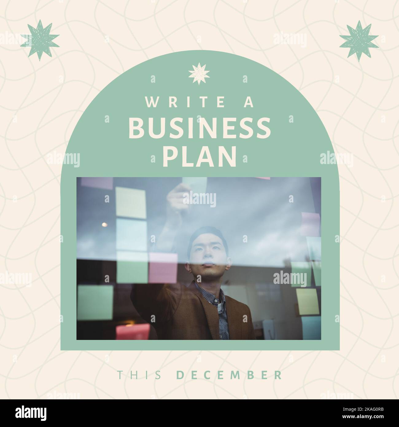 Square image of write a business plan text with businessman picture ...