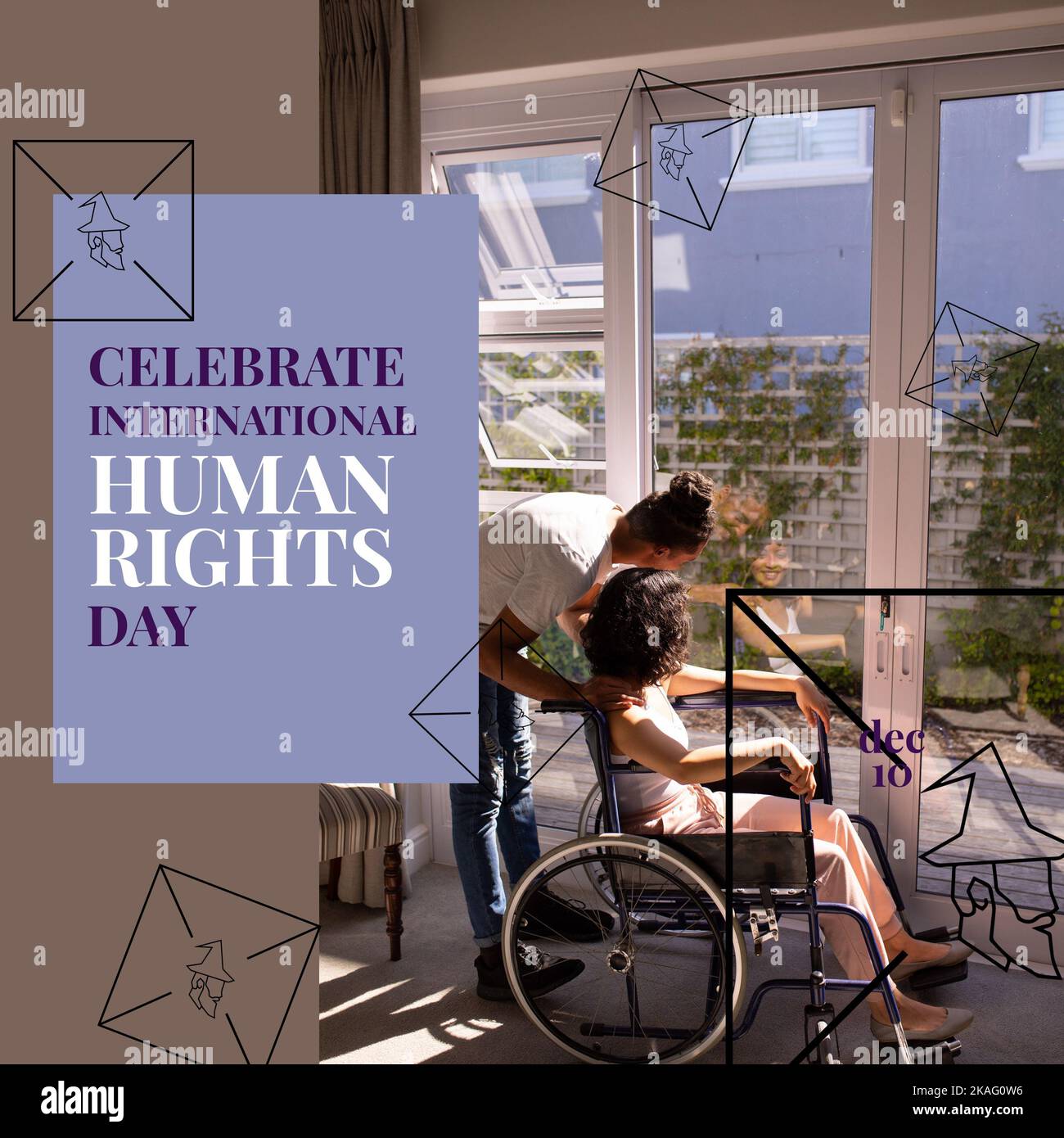 Composition of celebrate international human rights day text over woman ...