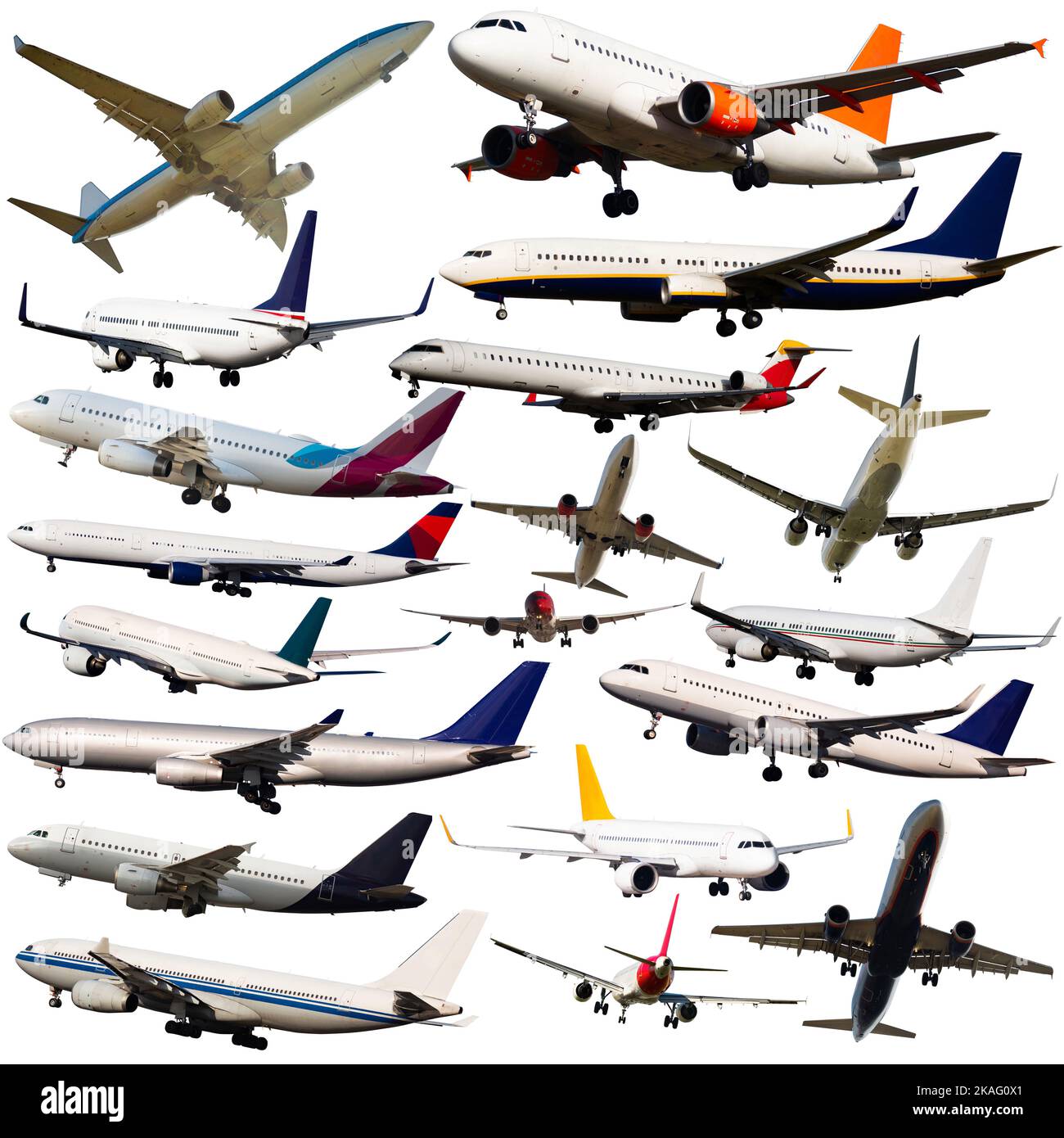 Set of passenger airliners isolated Stock Photo - Alamy