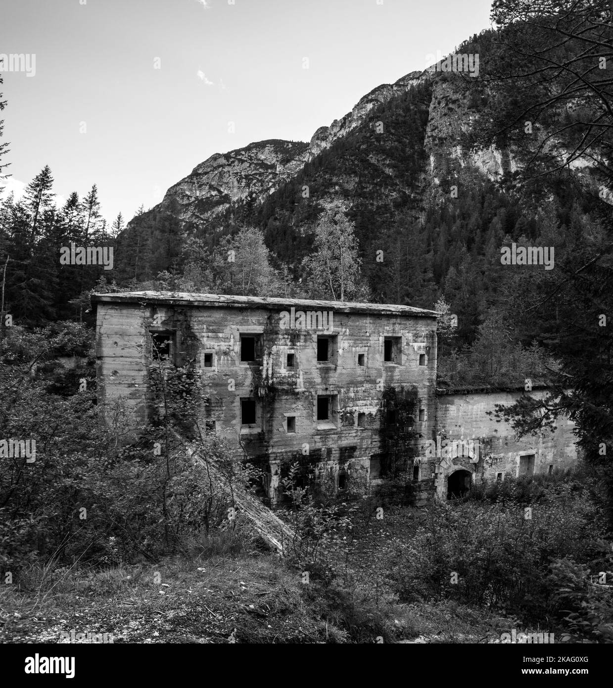 Iconic fortress Landro in the Dolomite Alps in South Tirol, an ...