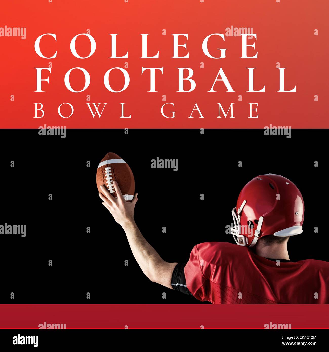 Composition of college football bowl game text and caucasian male ...