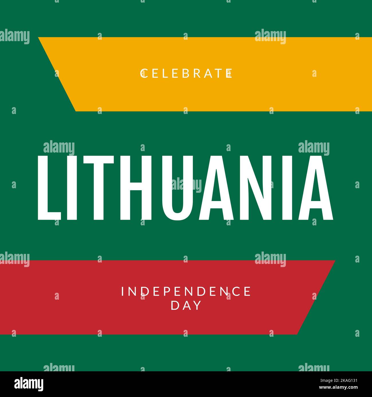 Composition of lithuania independence day text over yellow, red and ...