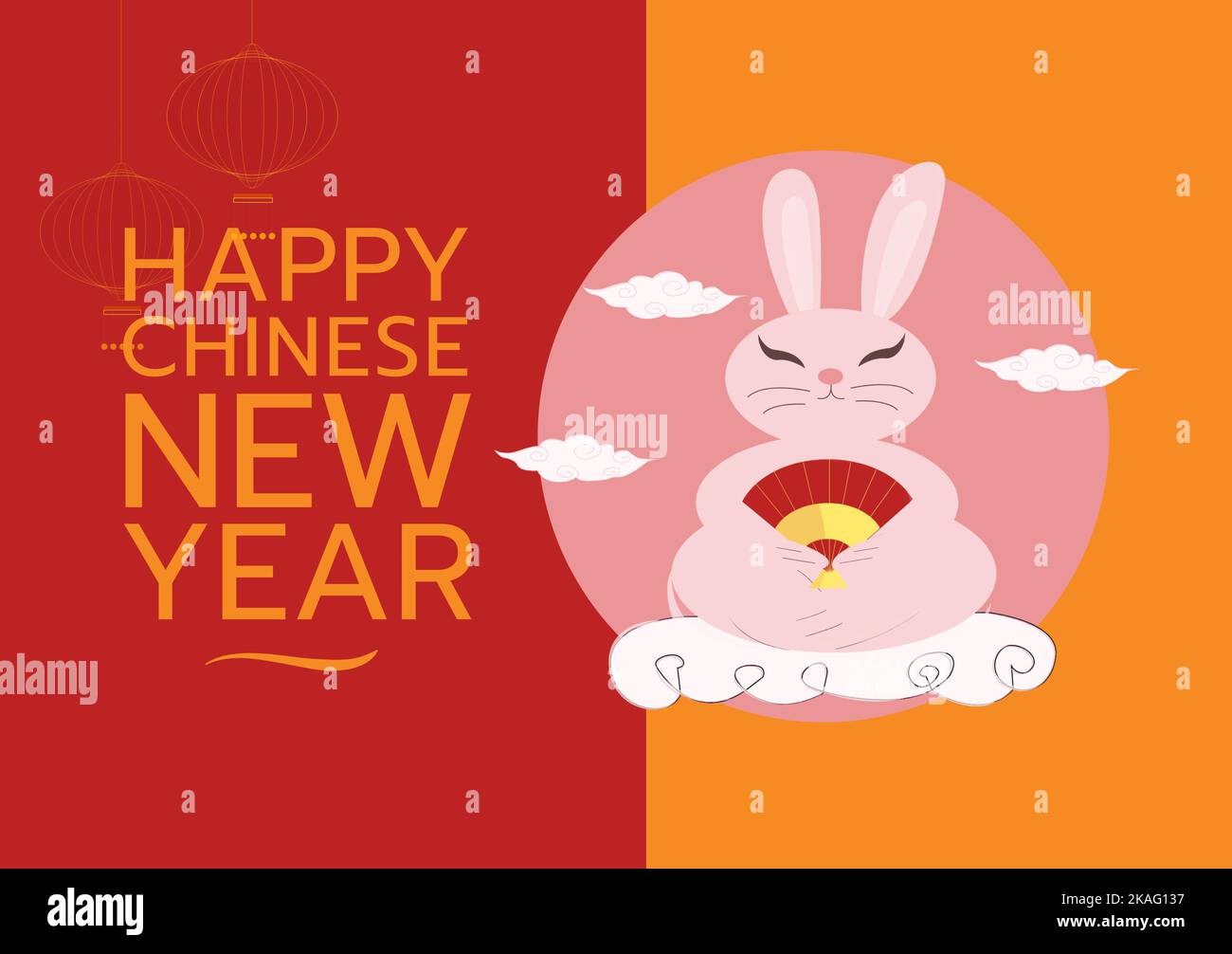 Composition of happy chinese new year text over rabbit on red ...