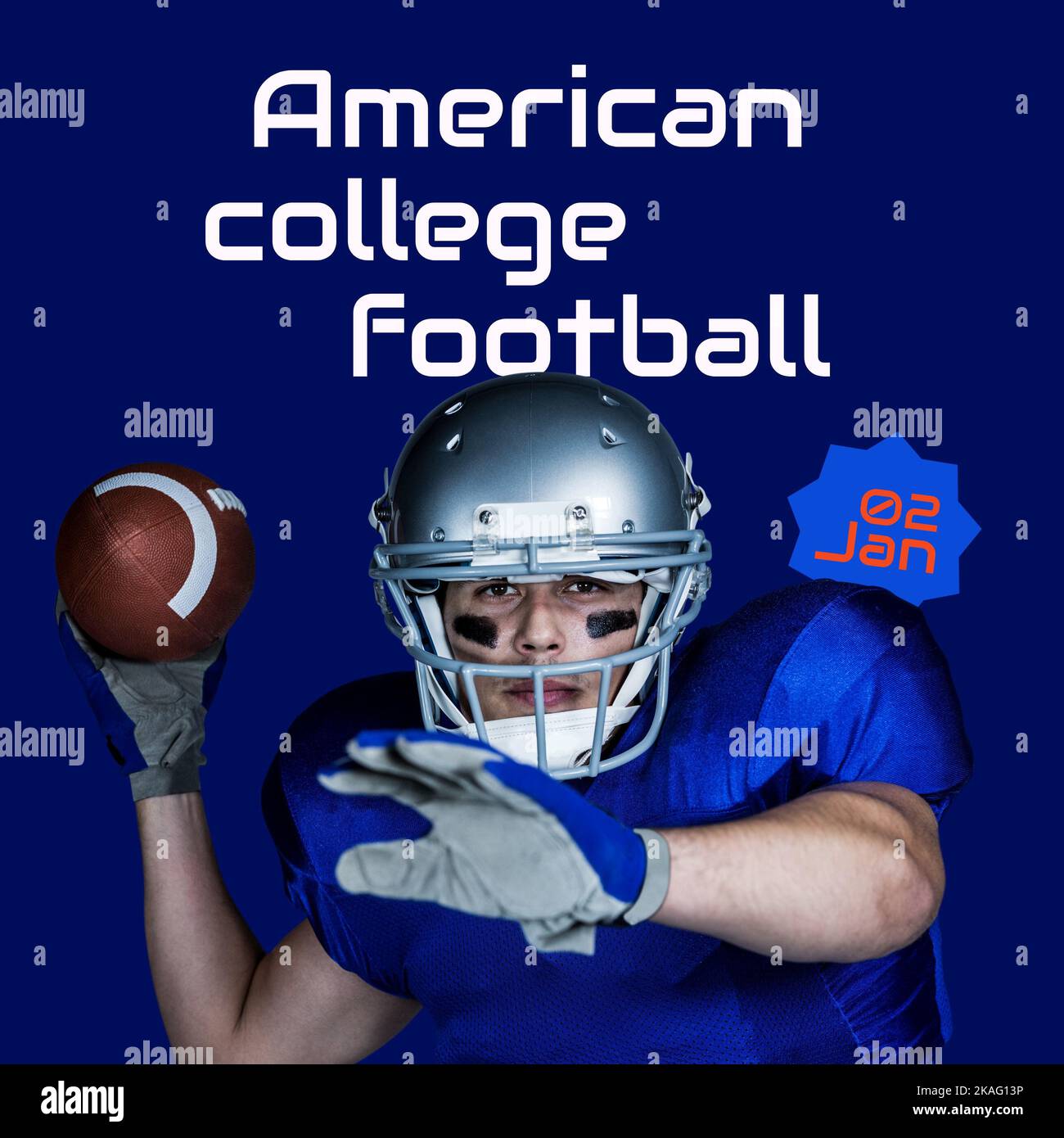 Composition of american college football text over caucasian male ...