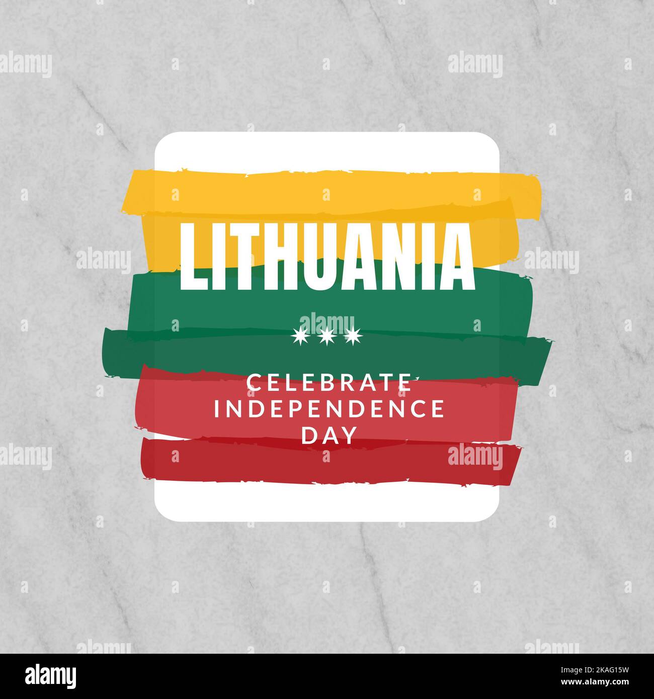 Composition of lithuania independence day text over yellow, red and ...