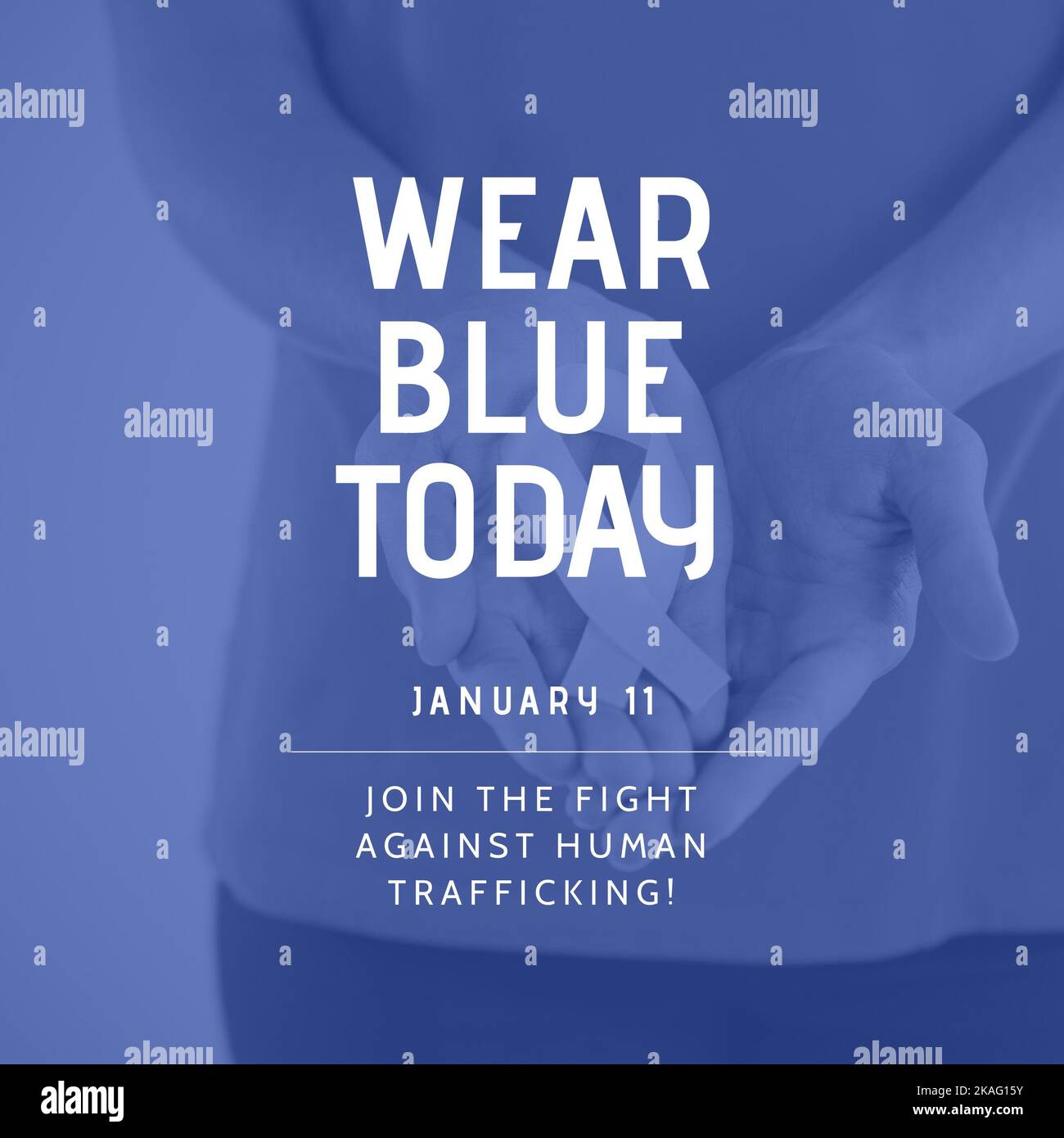 Image of wear blue today on blue background with woman holding ribbon ...