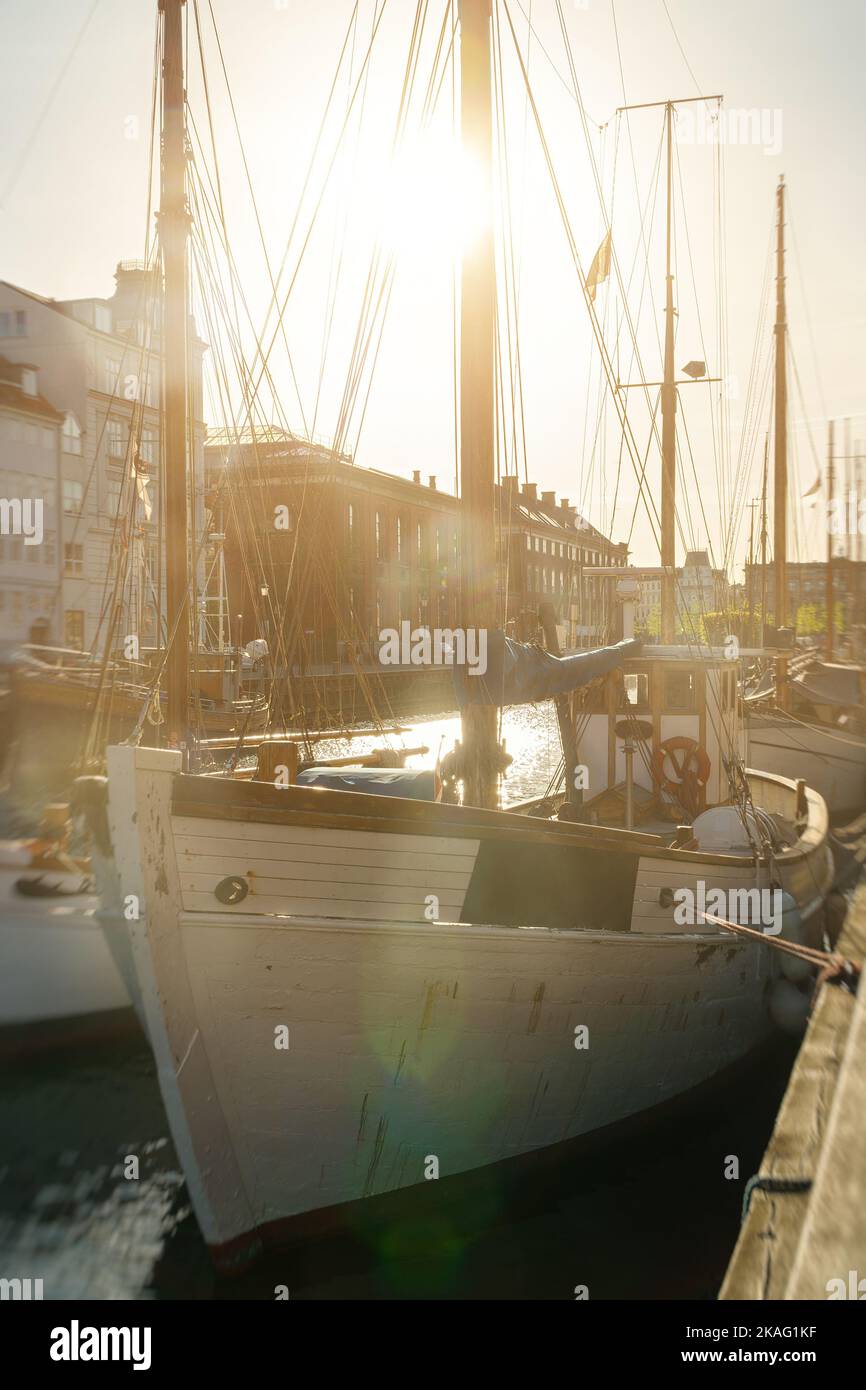 Old sailing boat moored in Copenhagen, Denmark Stock Photo - Alamy