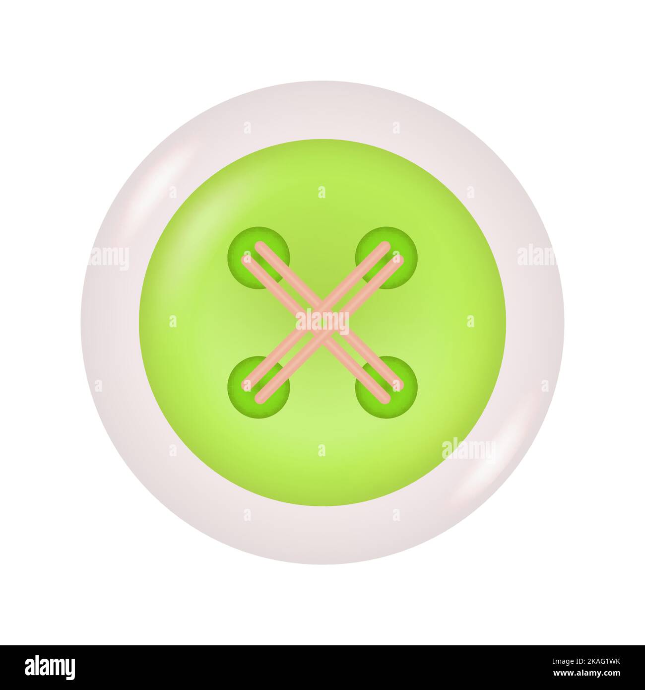 3D Button for cloth. Round Green Button for Tailor Sewing Isolated on ...