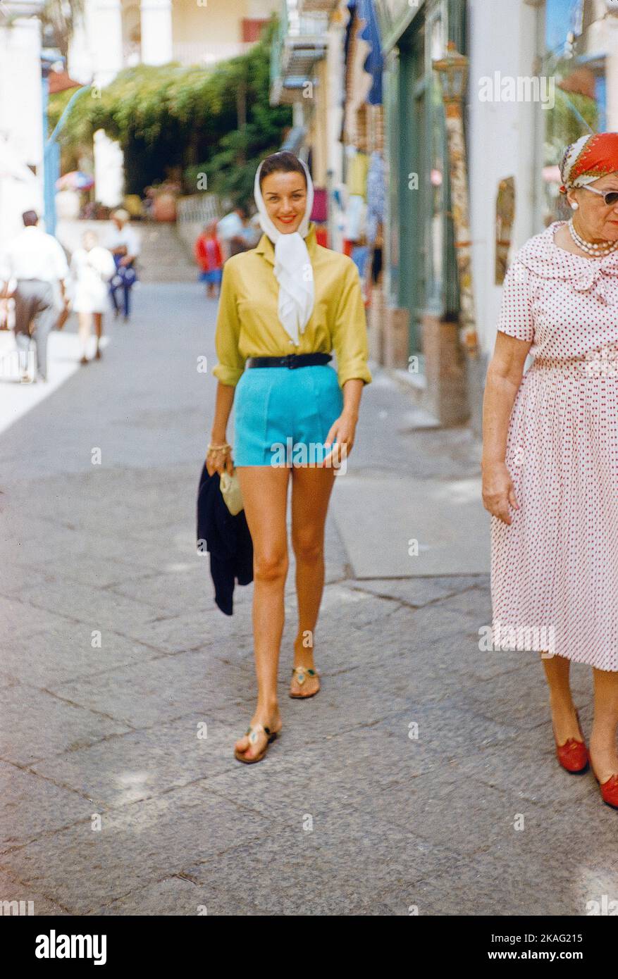 Fashionable Woman, Street Scene, Capri, Italy, Toni Frissell Collection ...