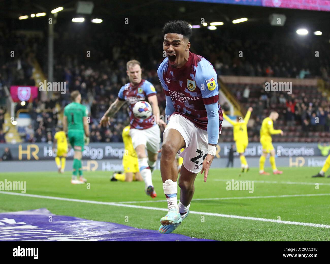 Burnley's Ian Maatsen celebrates their side's late winner scored by ...